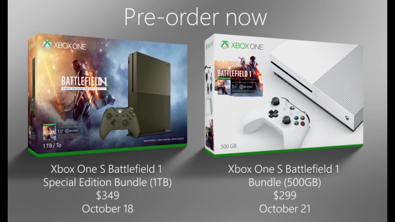 The new Xbox One S Battlefield 1 Special Edition Bundle - YouTube