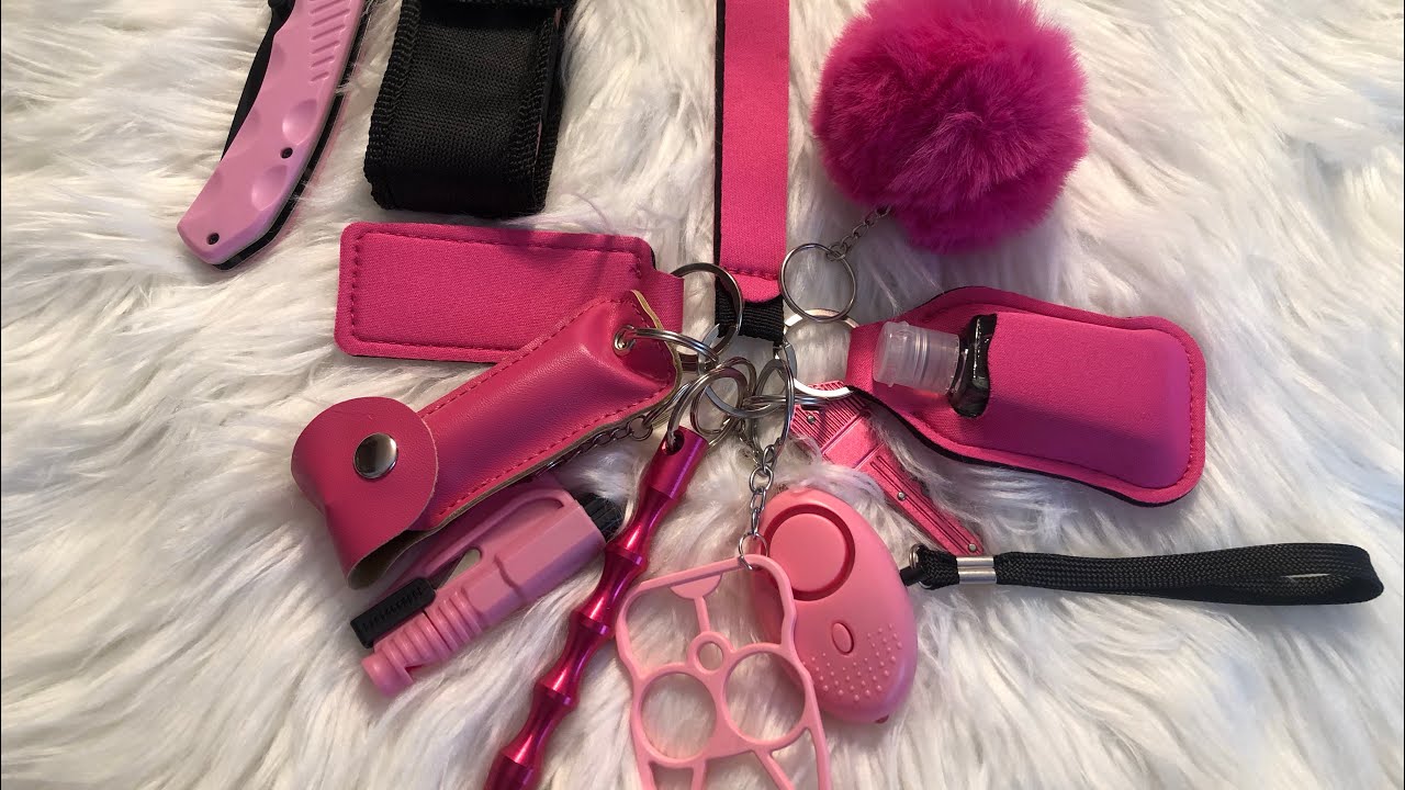 Pink Safety Self-Defense Keychain Unboxing | ASMR - YouTube