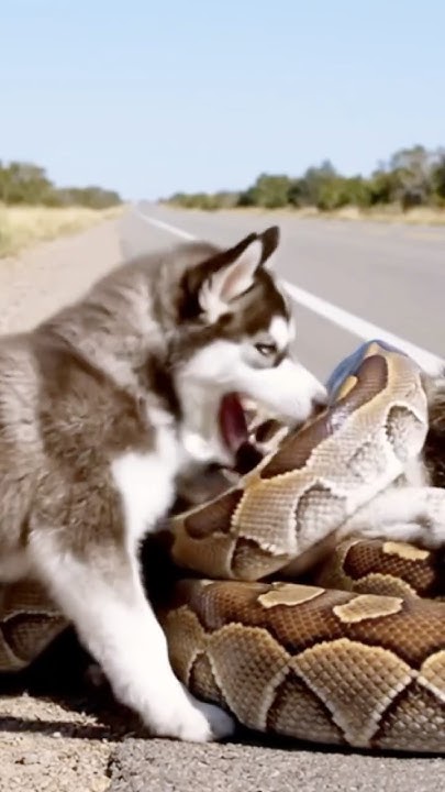 Life-or-Death Showdown: Tiny Husky Puppy vs Giant Python #dog # ...