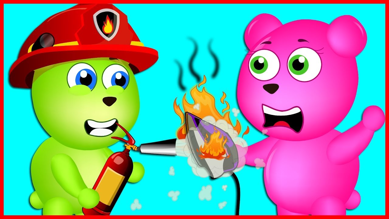 Mega Gummy Bear Fire In The House Finger Family Nursery Rhymes for kids ...