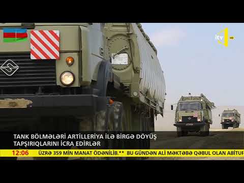 Tank bölmələri artilleriya ilə birgə təlim-döyüş tapşırıqlarını icra edirlər