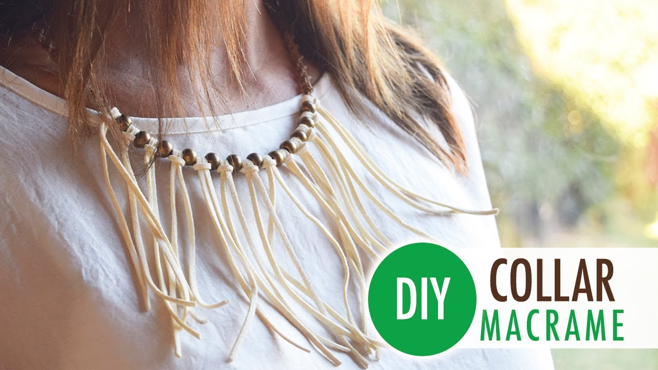 Collar Chic Macrame - DIY - Paso a Paso con Hilo encerado y gamuza ...