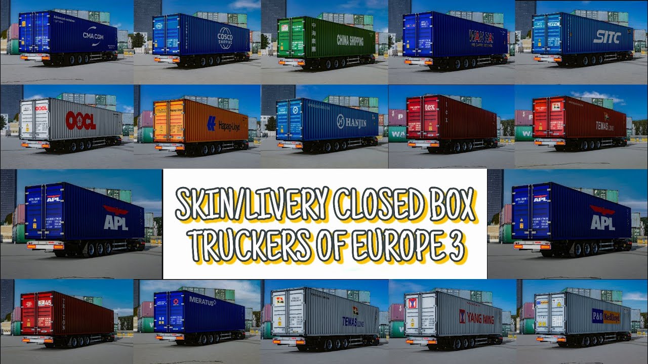 Skin truck of europe 3 (toe3) closed box petikemas/container - YouTube
