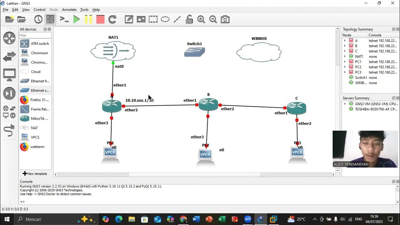 TUTORIAL MUDAH ROUTING STATIS MIKROTIK CHR - GNS3 (GNSVM+WINBOX) oleh Aldo Ferdiansyah - YouTube