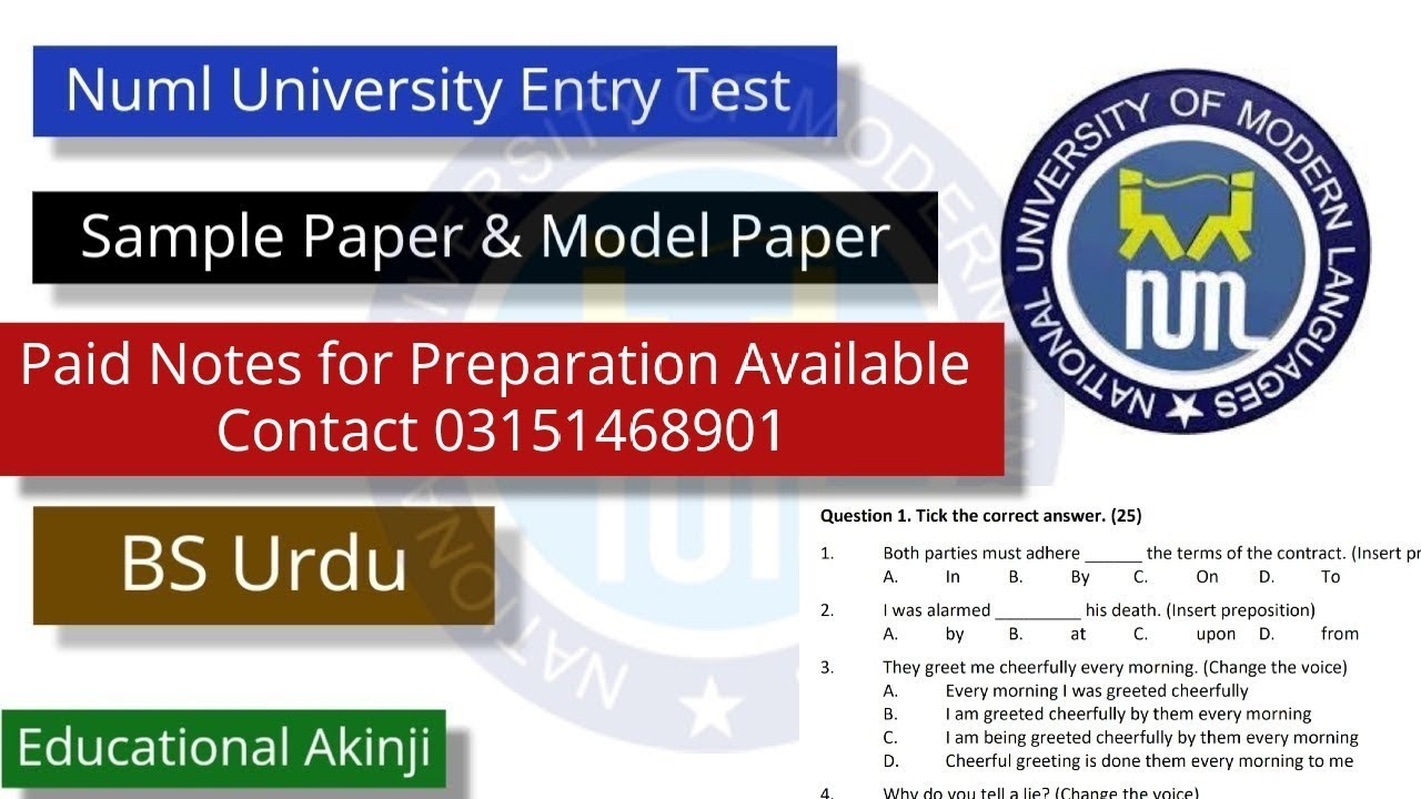 NUML Entry Test Preparation 2024 | Numl Entry Test Syllabus and Pattern ...