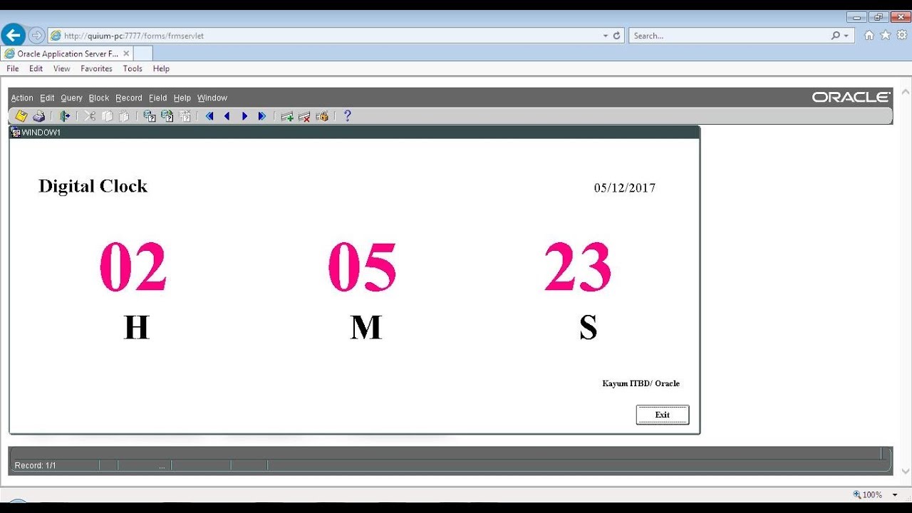 Digital Clock In Oracle Forms 01 Muhammad Abdul Quium V 65 Youtube