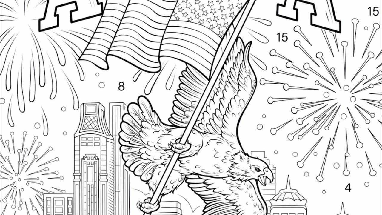 Color by Number 4th Of July Color Oasis Patriotic Art | Bald Eagle ...