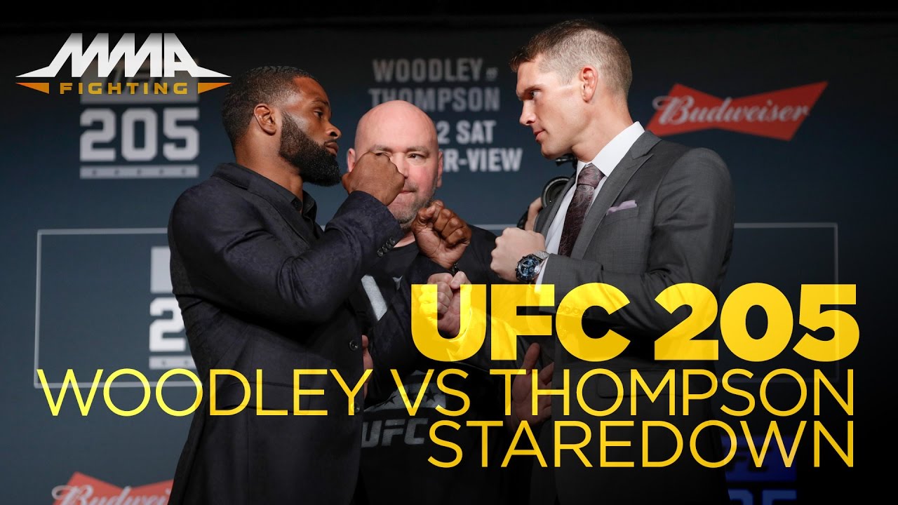 UFC 205: Tyron Woodley vs. Stephen Thompson Staredown - YouTube