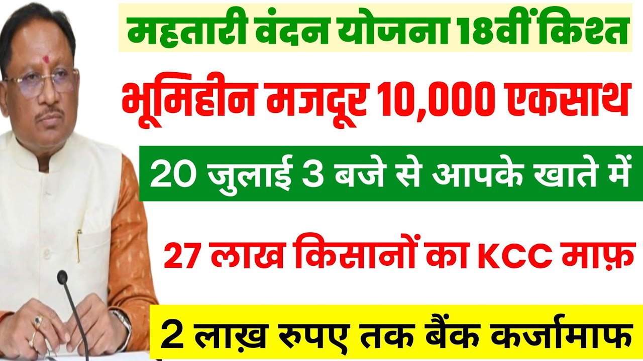 Mahatari Vandana ₹10000 to Bhumihin from 20 July | KCC ₹2 Lakh Loan ...
