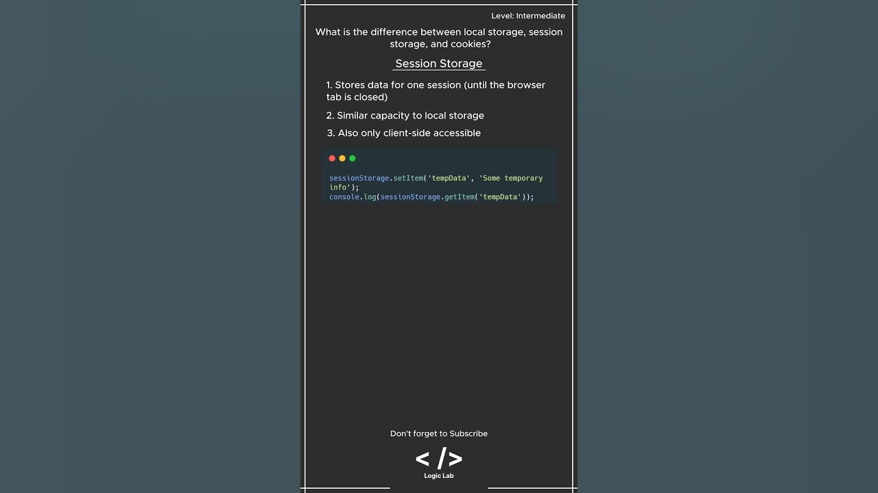 Web Development Interview Question: Difference Between Cookies, Local and Session Storage #js ...