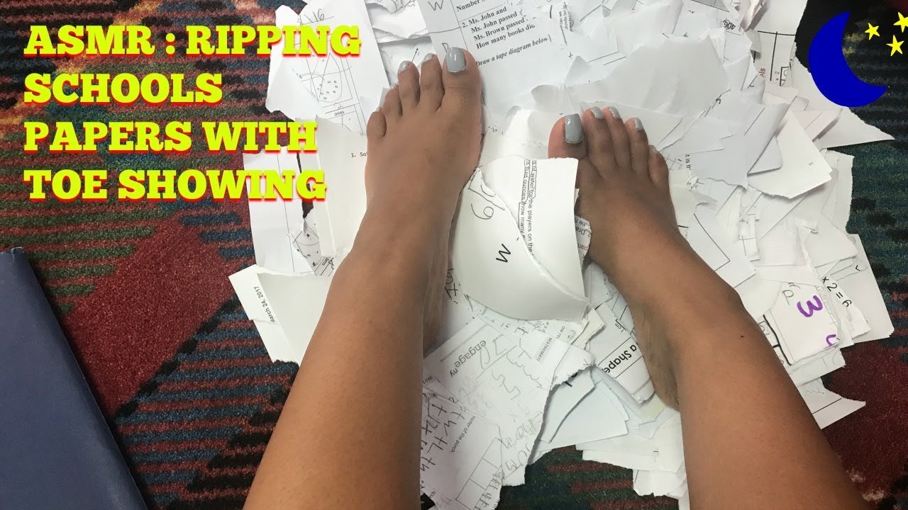 ASMR : RIPPING SCHOOL PAPERS WITH TOE SHOWING - YouTube