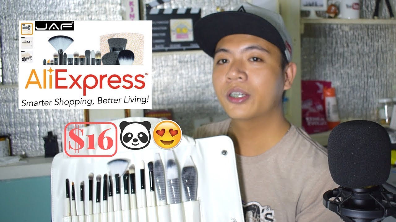 JAF Studio 15-piece Makeup Brush Unboxing Review from AliExpress - YouTube