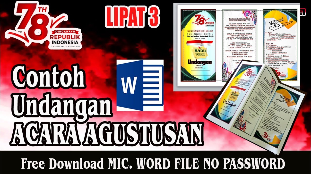 DESAIN UNDANGAN HUT RI / AGUSTUSAN DI MICROSOFT WORD ukuran legal - YouTube