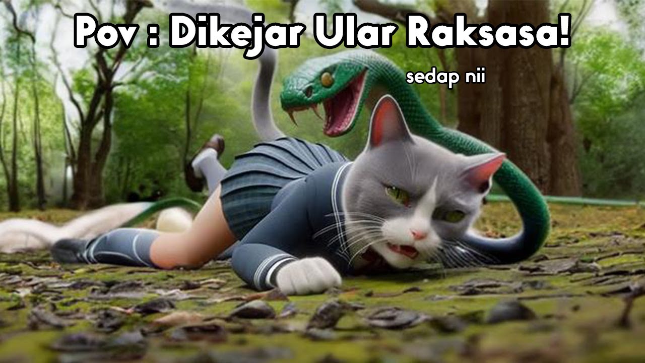 DIKEJAR Ular Raksasa! AI Cat | meme kucing 🤣 37 - YouTube