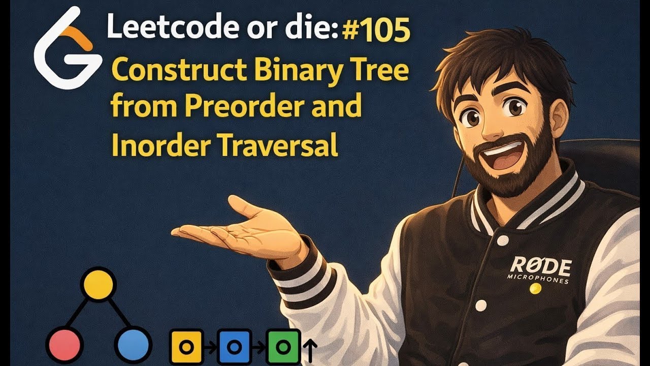 LeetCode or Die #105 – Construct Binary Tree from Preorder and Inorder Traversal - YouTube