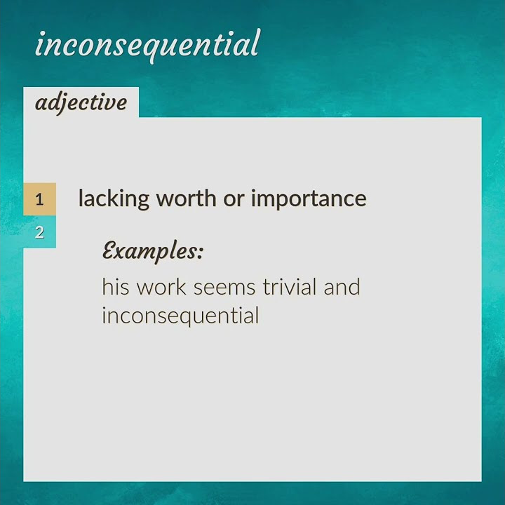 Inconsequential | meaning of Inconsequential - YouTube