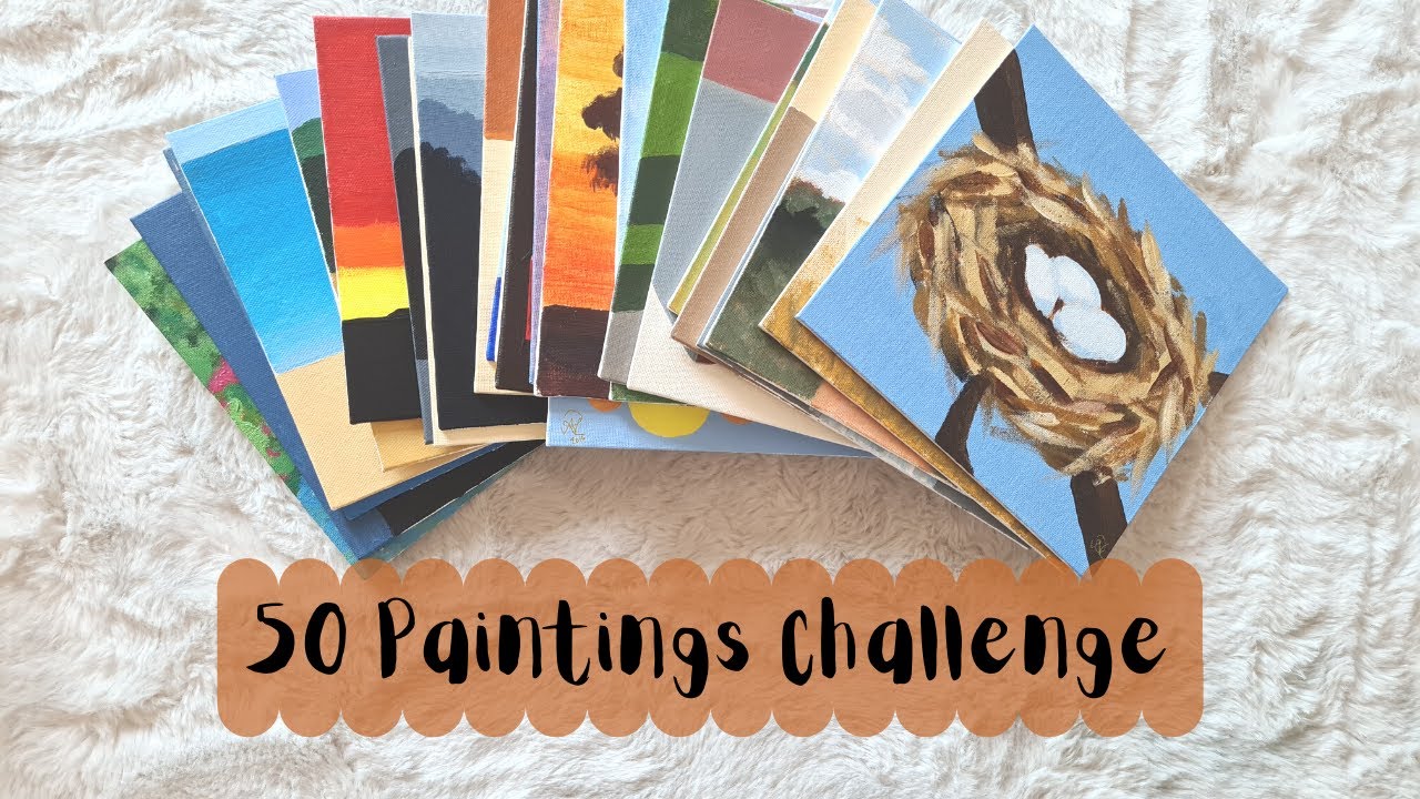 My 50 Paintings Challenge | Learn Acrylic Painting Techniques - YouTube