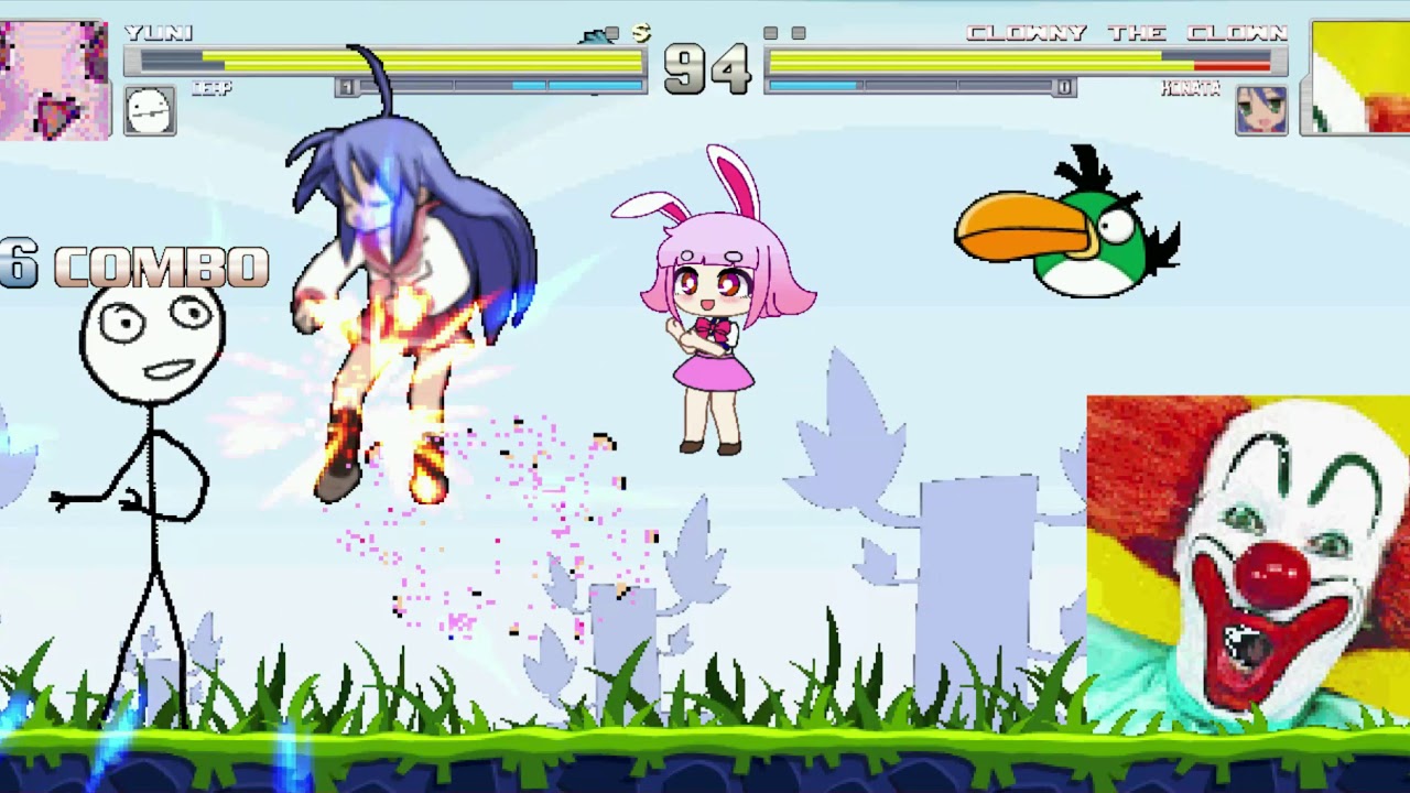mugen yuni and derp vs clowny the clown and konata - YouTube
