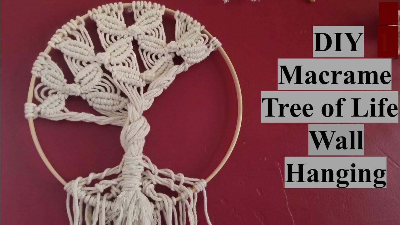 DIY - How to make a macrame Tree of Life Wall Hanging 绳编生命之树 - YouTube