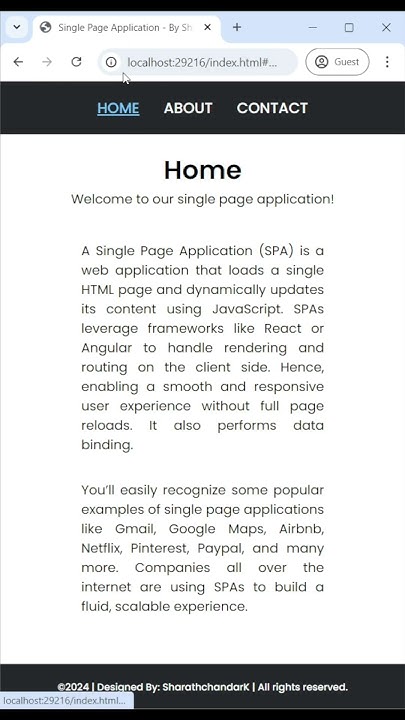 Learn How to Create Single Page Application Using HTML CSS & JAVASCRIPT ... Learn How to Create Single Page Application Using HTML CSS & JAVASCRIPT ...