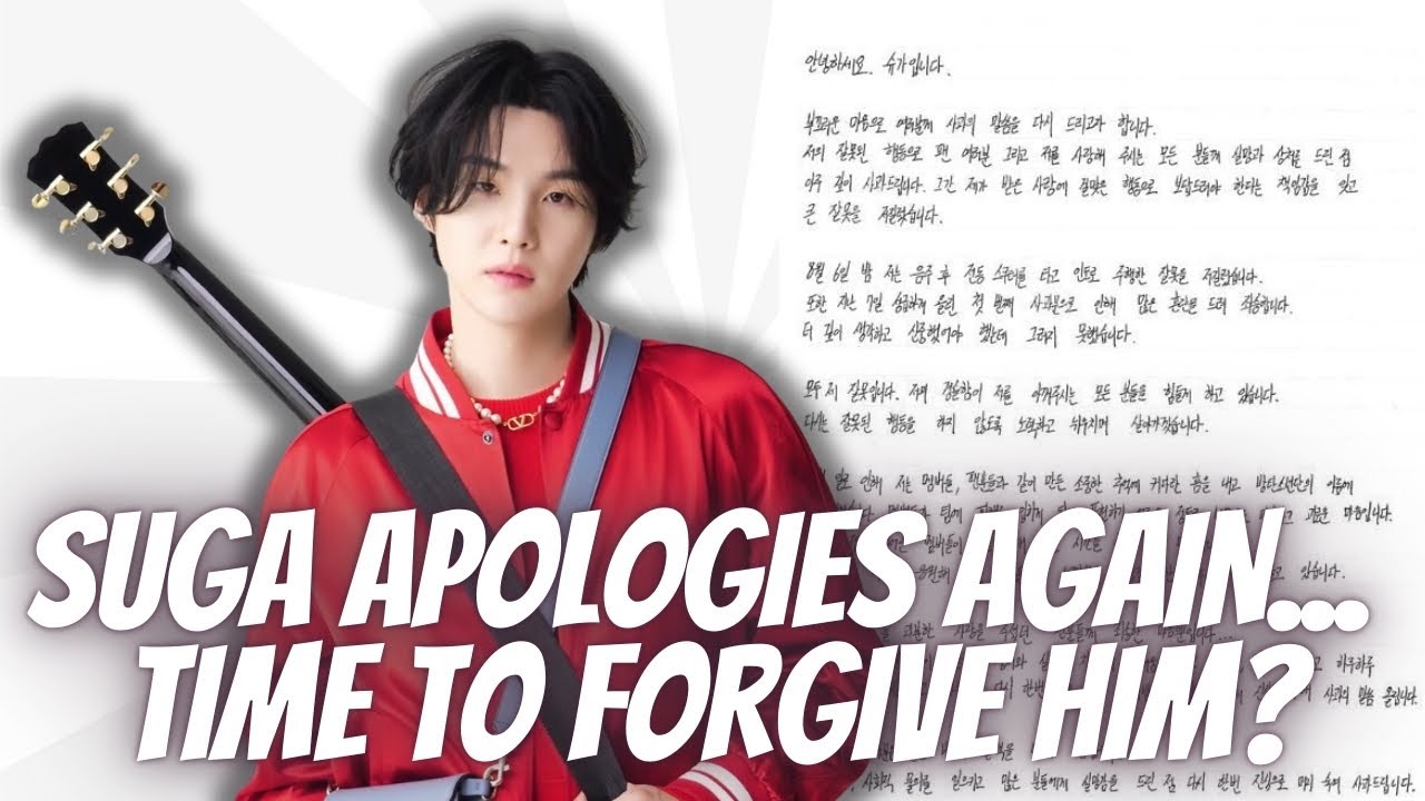 BTS' Suga APOLOGIES AGAIN! Pens HANDWRITTEN Letter Amidst Drunk Driving ...