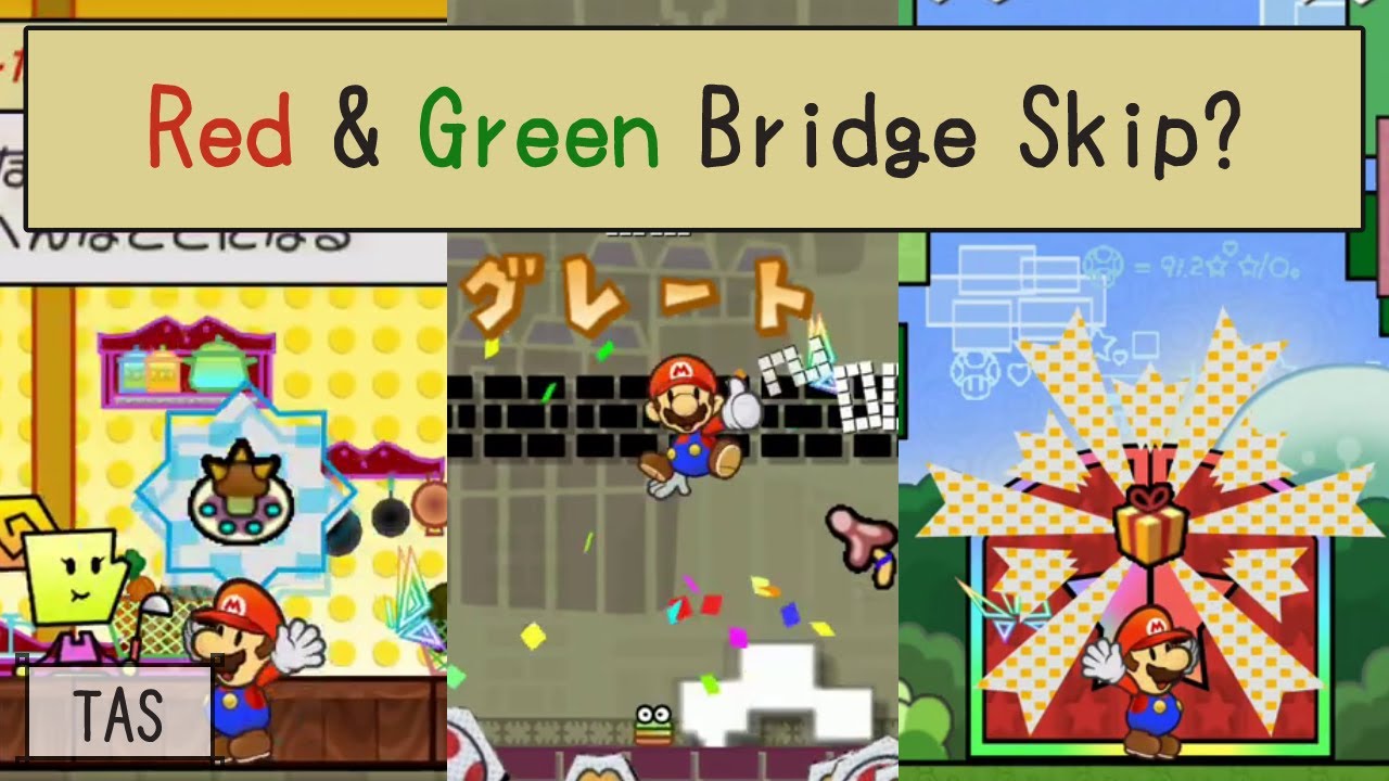 [TAS/April Fools' Day] Super Paper Mario Red & Green Bridge Skip? - YouTube