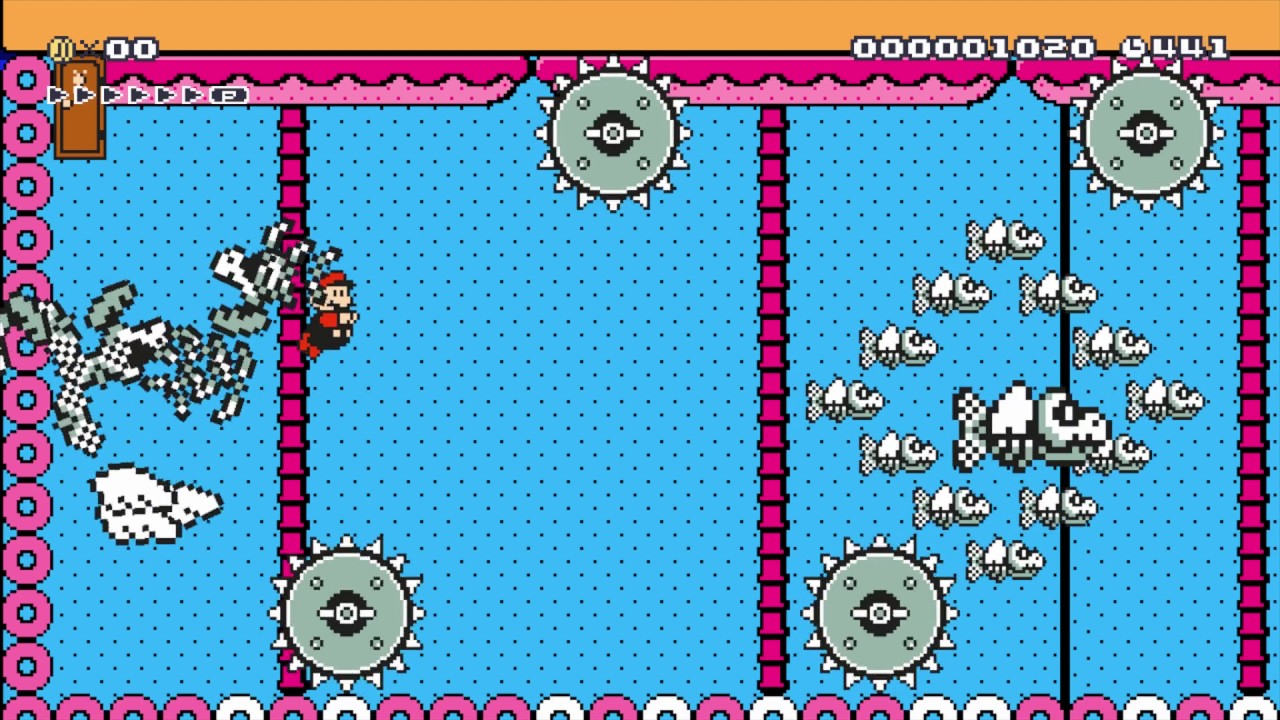 Area of the winged skeleton fish ~ by Will ~ SUPER MARIO MAKER Raw ...