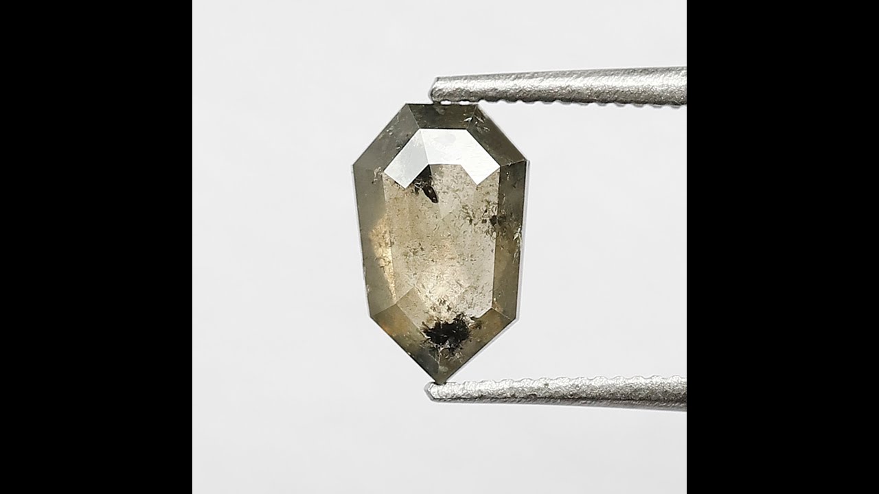 0.80 CT Elongated Shield Shape Salt and Pepper Diamond 7 mm Rustic ...