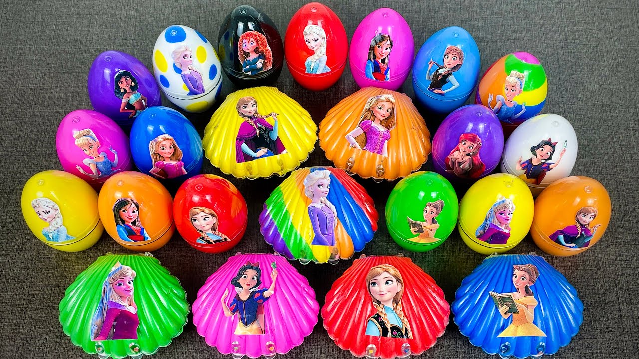 Digging Up Disney Princesses Slime Inside Dinorsaur Eggs & Seashell ...