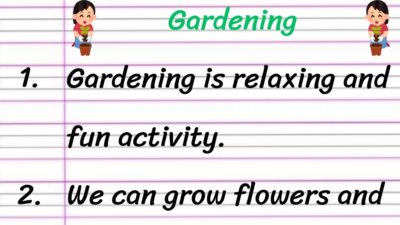 Gardening 10 Lines Essay Writing in English || Paragraph on Gardening ...
