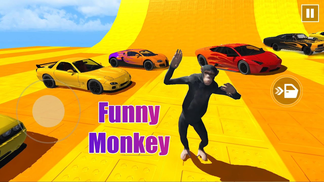 Monkey Drives Sports Cars in GT Car Stunt Master: Mega Ramps Driving ...