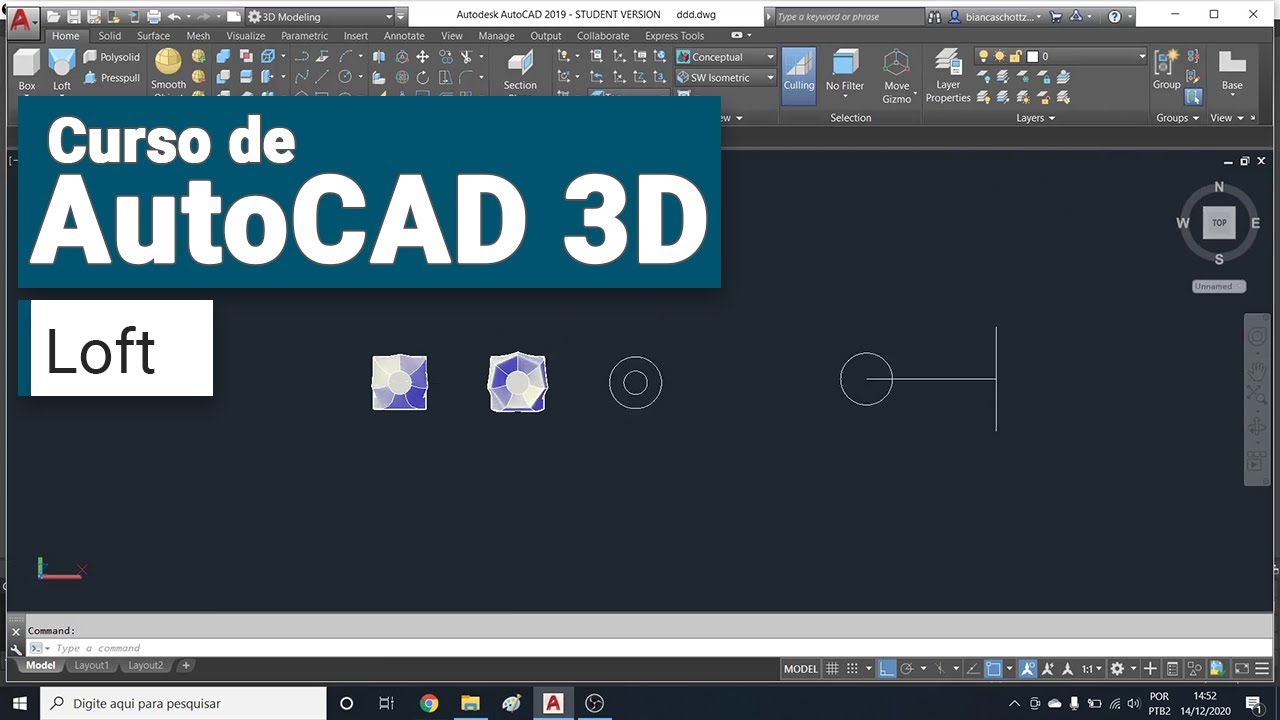 Curso de AutoCAD 3D - Loft - YouTube