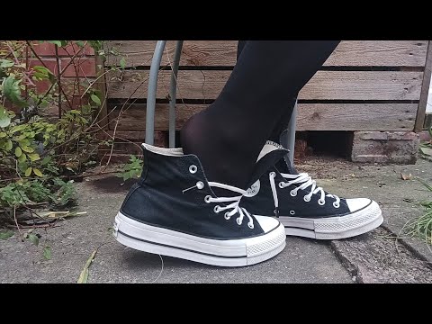 Converse Platform and Black Tights Outdoors