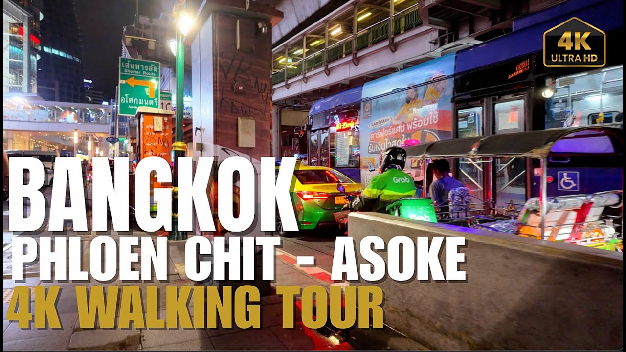 Bangkok - Phloen Chit to Asoke 4K Night Walk... - YouTube