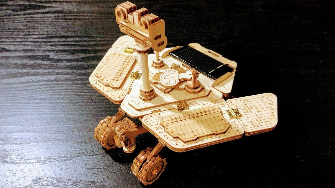Assembly method [Robotime opportunity rover] wooden model Solar car ...