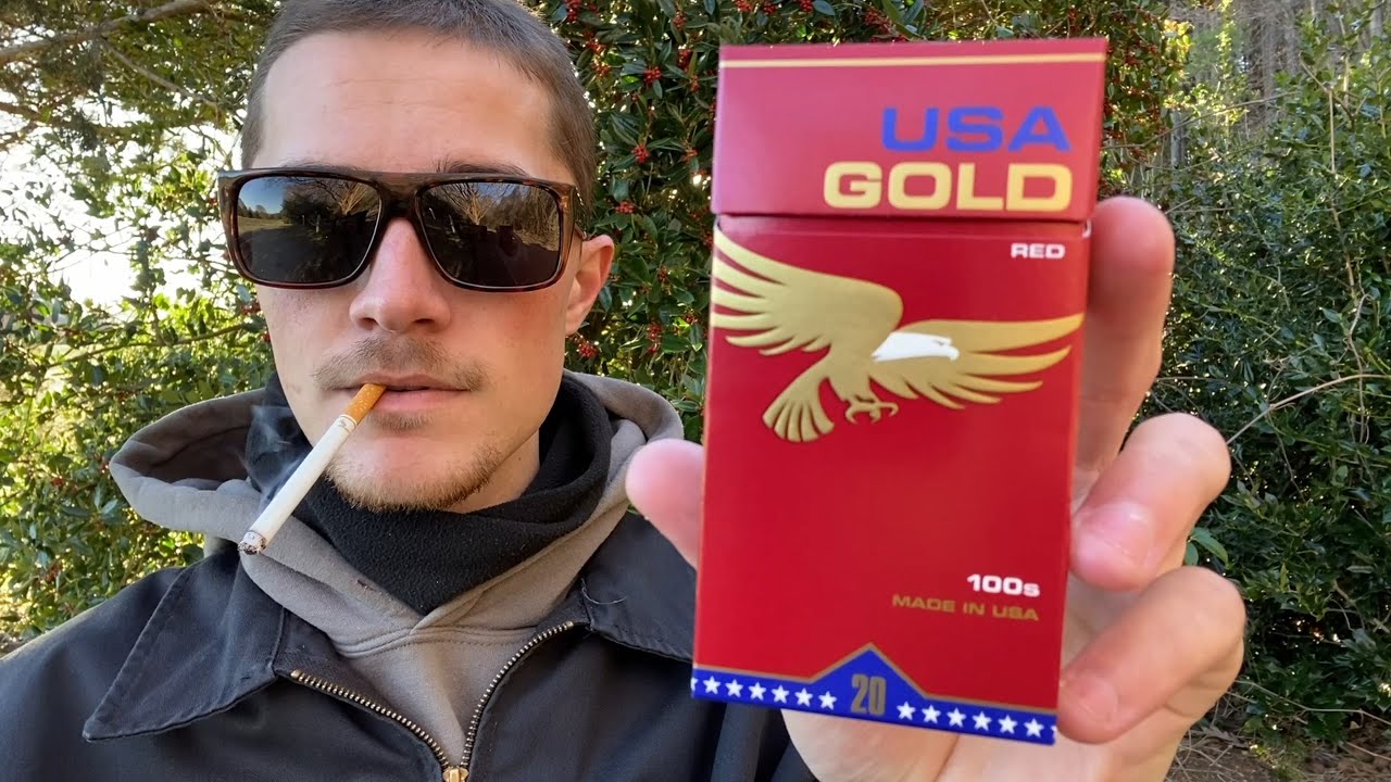 Smoking a "USA Gold" Red 100 Cigarette - Review - YouTube