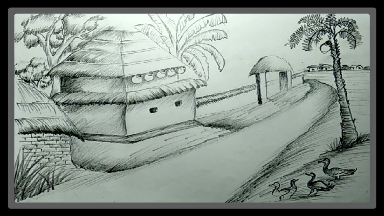 Pencil Drawing And Shading - How To Draw A Landscape - YouTube