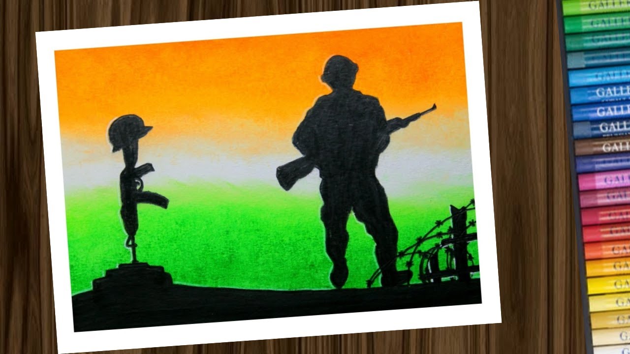Kargil vijay diwas drawing with oil pastel | Independence day drawing ...