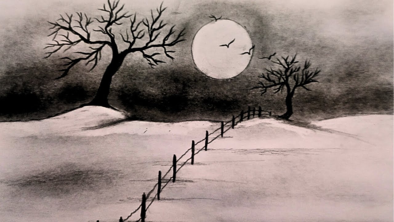 How to draw a realistic Scenery ||Easy drawing for beginners||Javeria ...