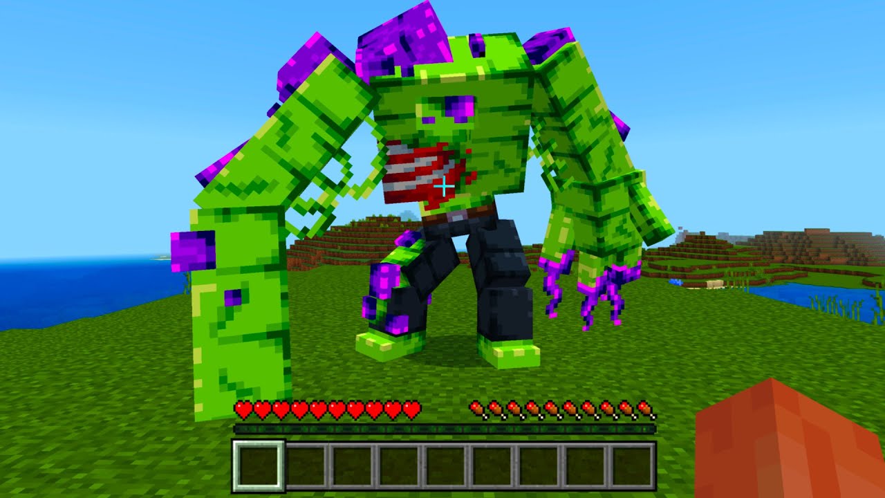 I FOUND a HUGE Zombie in Minecraft - Zombie Boss addon showcase - YouTube