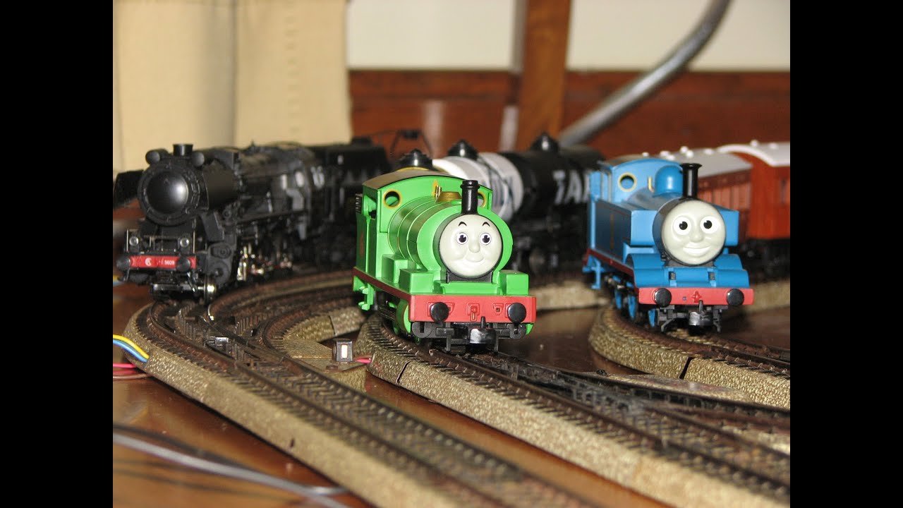 Marklin HO Large Layout with Triple loop with Thomas the Tank Engine & Percy - YouTube