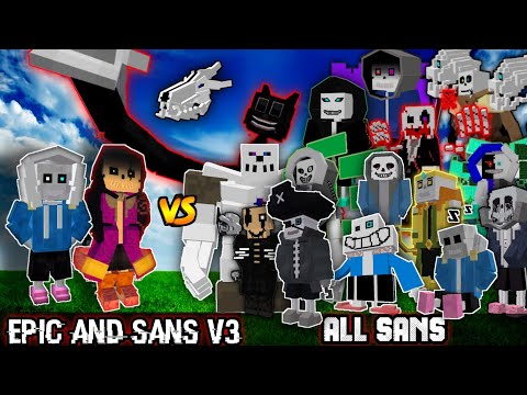Sans V3.3 and Epic sans Vs Cartoon cat v3,All sans,xans, gaster and All Undertale Characters!!!