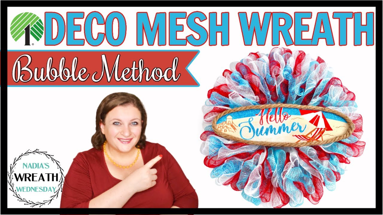 HOW TO MAKE DECO MESH BUBBLE POOF SUMMER WREATH | NO FRAY EASY DECO ...
