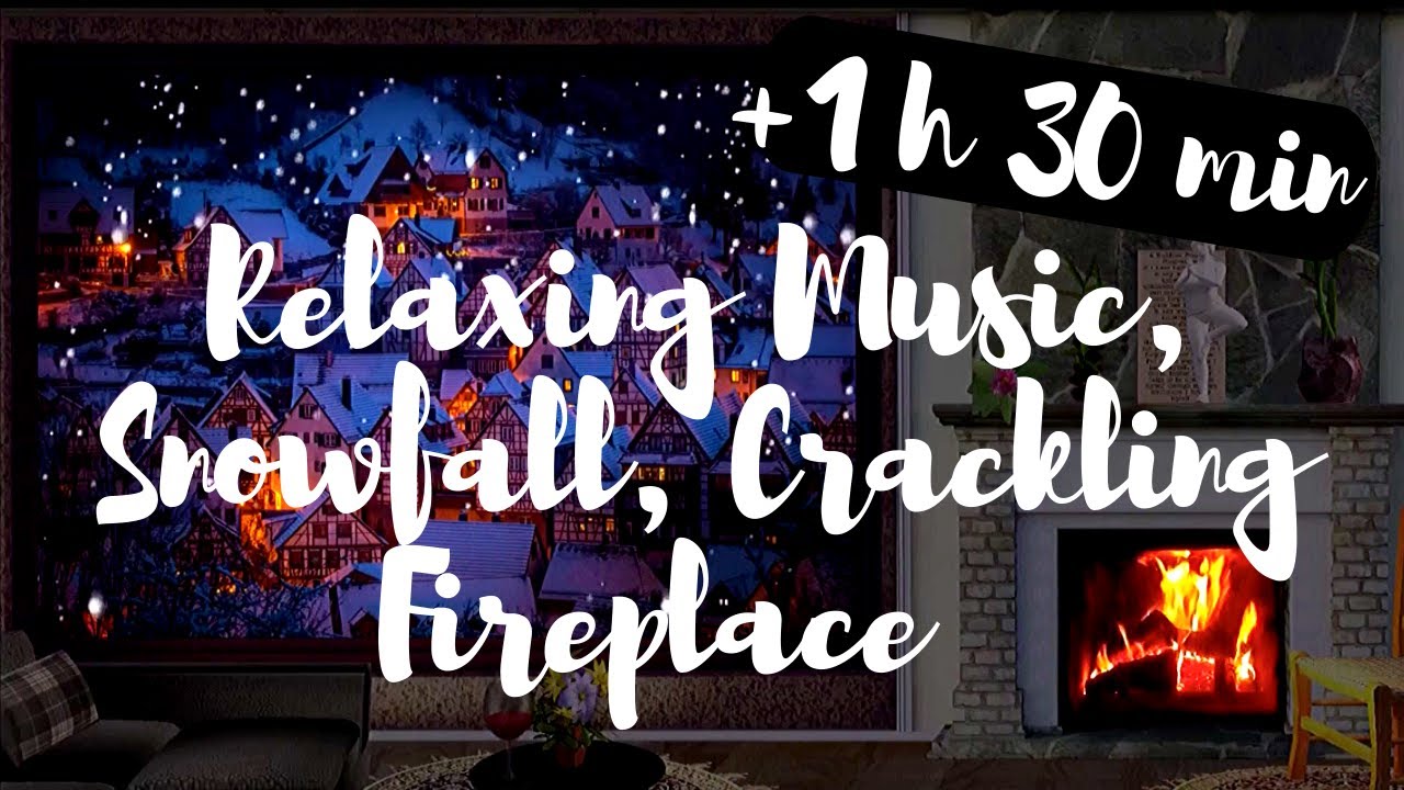 Relaxing Music, Sleep Music, Piano, Fireplace, Crackling fire, Snowfall ...