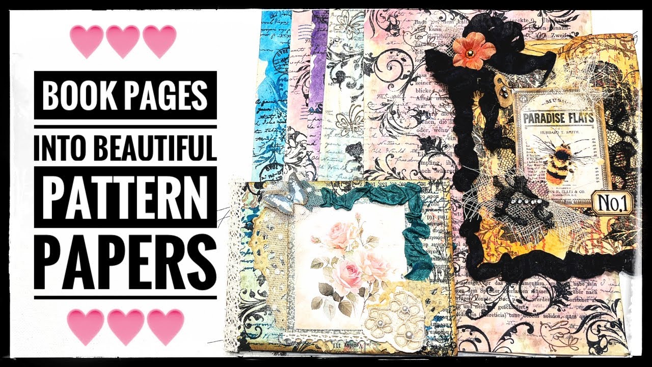 Book Pages Into Beautiful Pattern Papers + Ephemera - YouTube