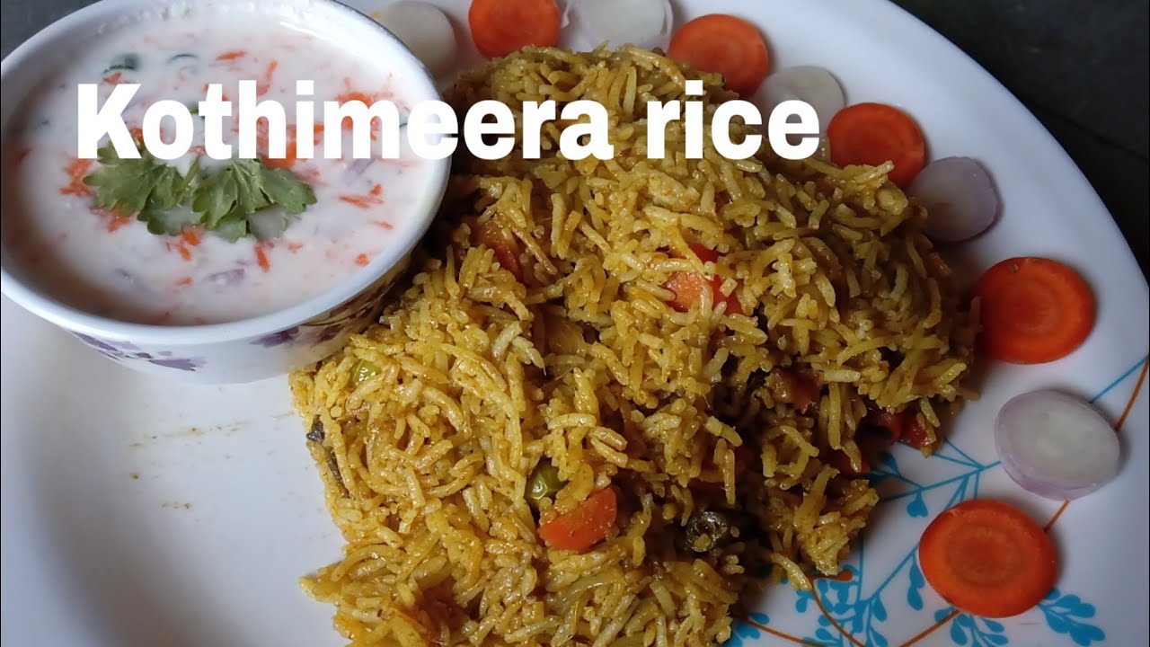 Kothimeera rice//coriander rice//cilantro rice//kothimeera biriyani ...