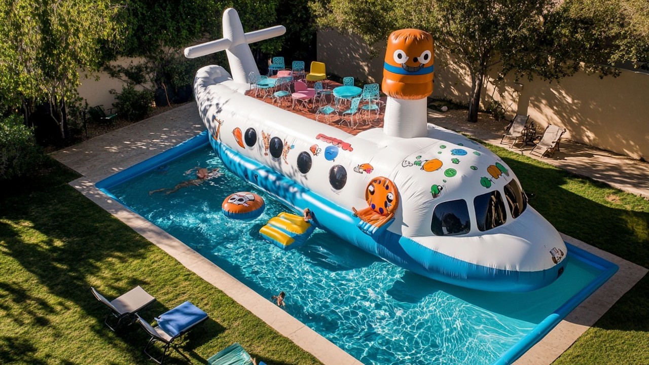 Backyard Fun: Inflatable Submarine-Shaped Pool with Air Yacht ...