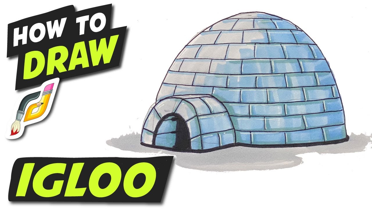 How to Draw IGLOO - Easy Fun Simple step by step - ICE - YouTube