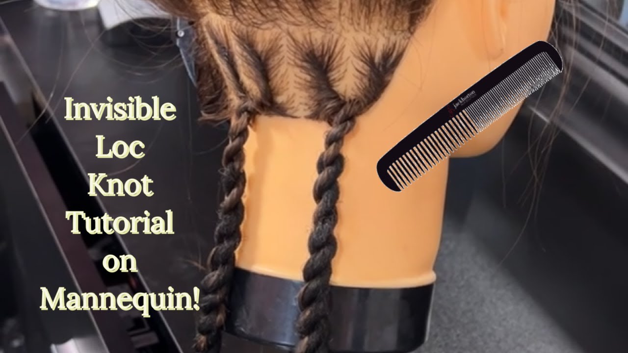 Invisible loc knot tutorial on old beauty school mannequin - YouTube