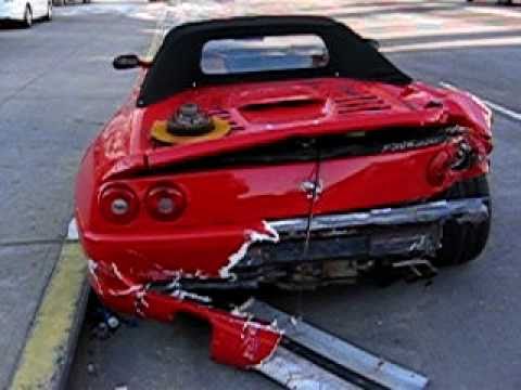 Ferrari F355 Spider Crashed in NYC - YouTube